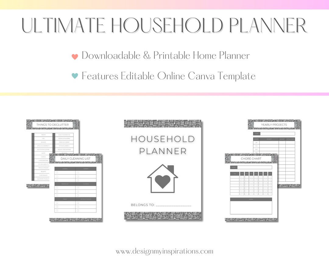 Household Planner Daily Planner Home Organization Printable Planner ...