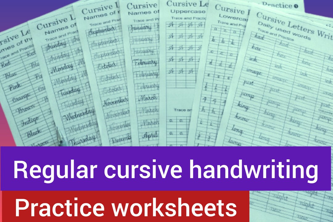 Straight Cursive Handwriting Practice Worksheets for Kids, Beginner and ...