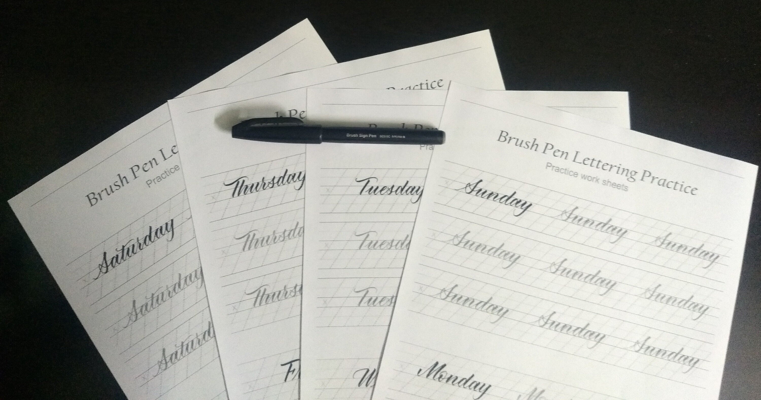 Brush Pen Lettering Printable Worksheets pdfs Easy to Trace and ...