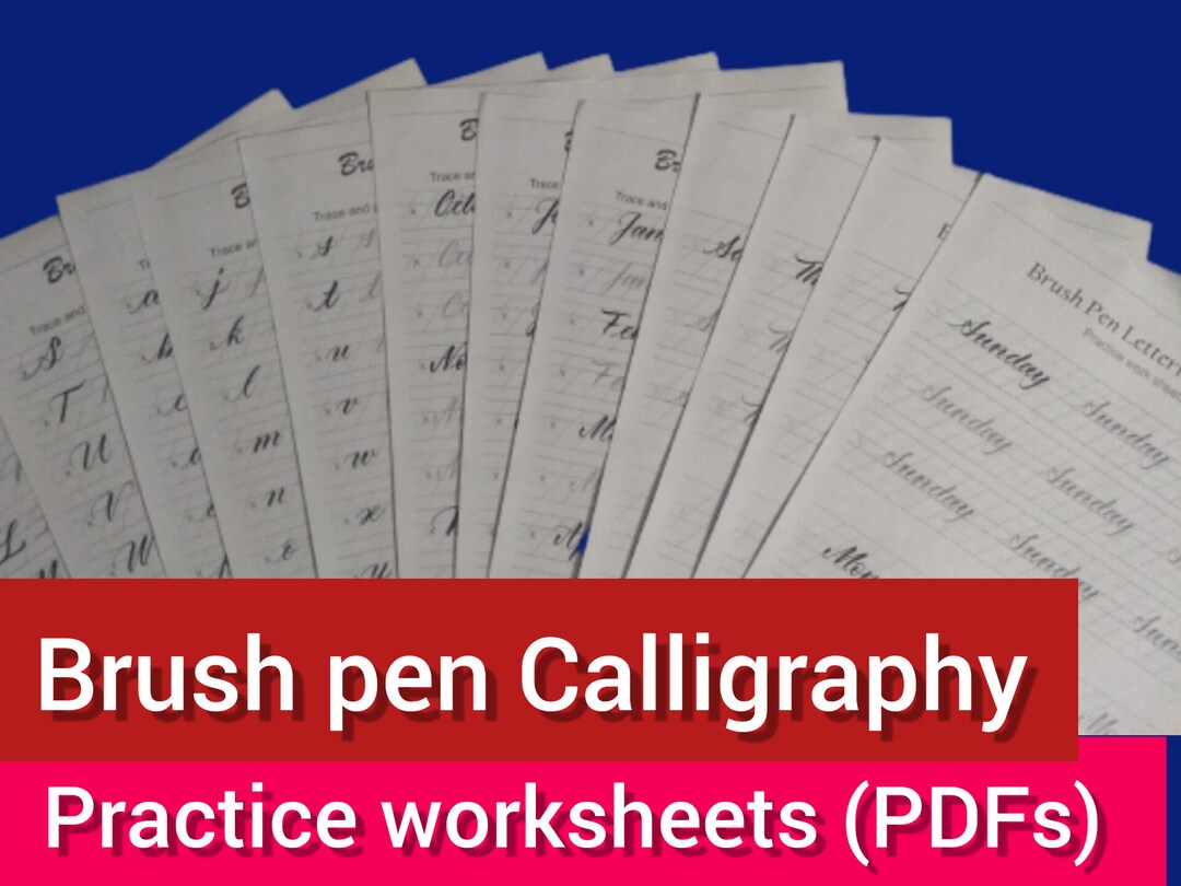 Brush Pen Lettering Printable Worksheets pdfs Easy to Trace and ...
