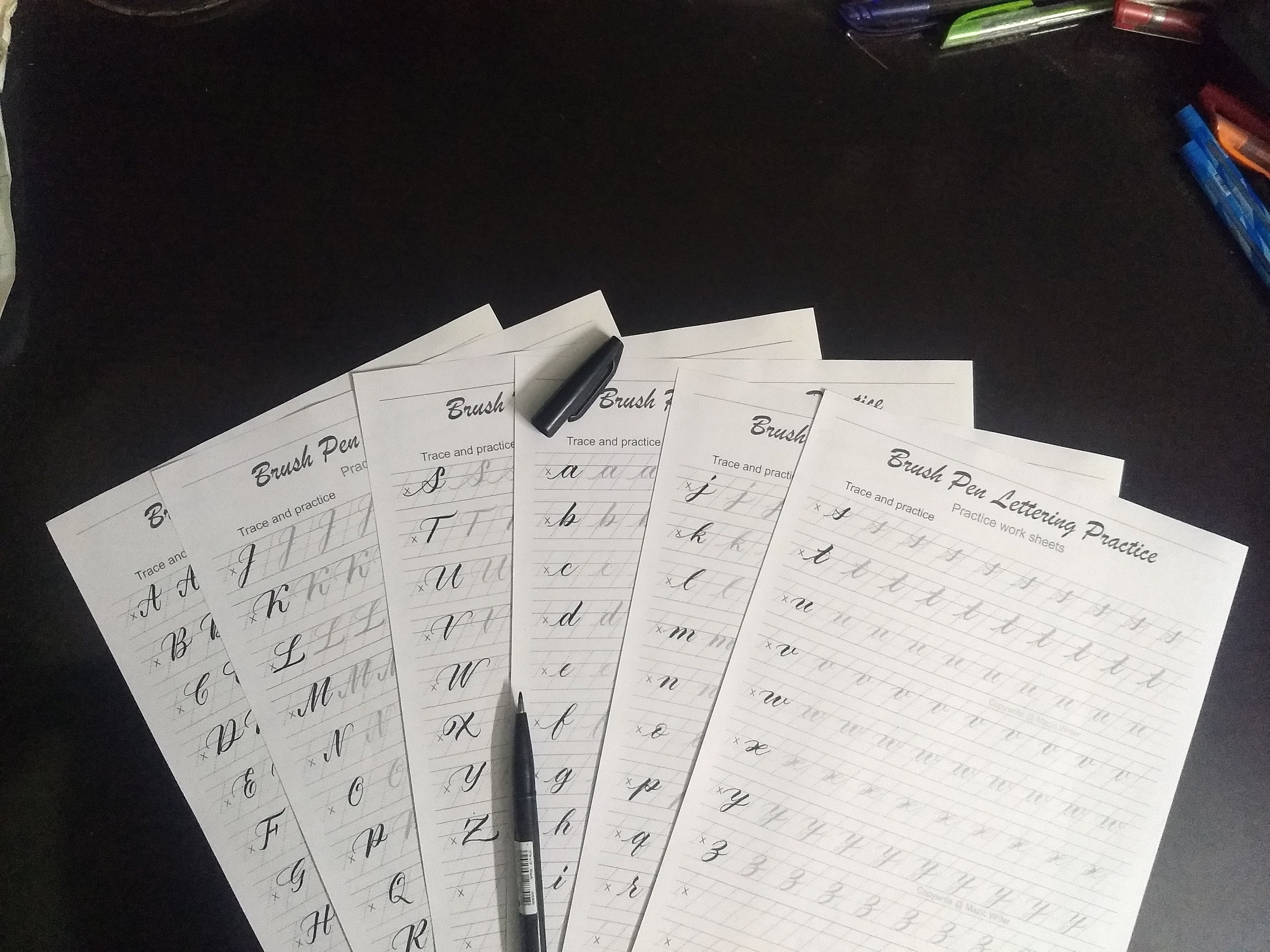 Brush Pen Lettering Printable Worksheets pdfs Easy to Trace and ...