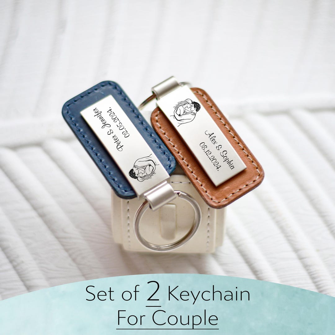 Set of 2 Personalized Keychains - Custom Engraving for Couples ...