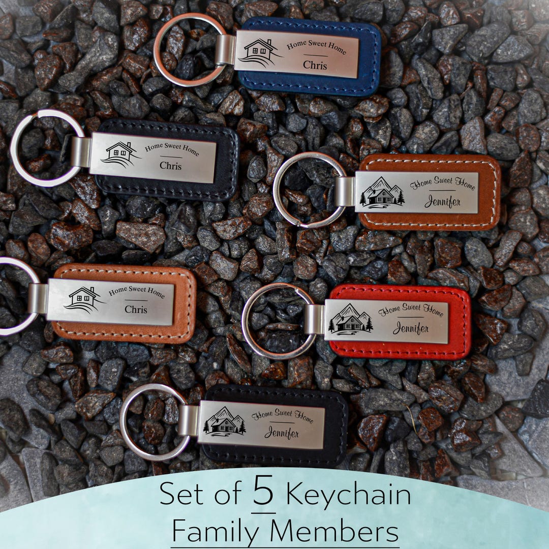 Set of 5 Personalized Family Keychains - Custom Gift for Family ...