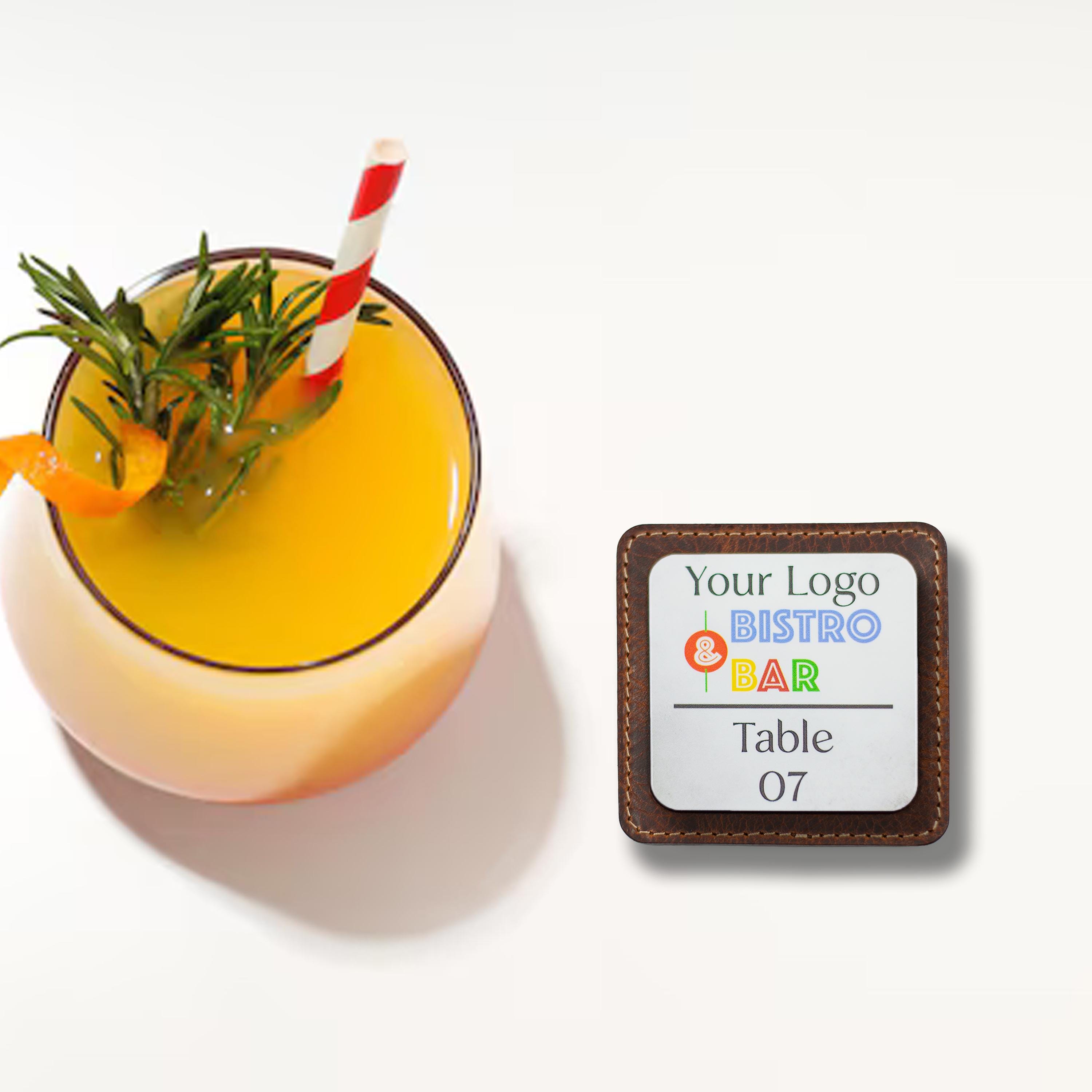 QR Code Menu Sign, Scan to View Menu, Wooden and Leather Table Menu ...
