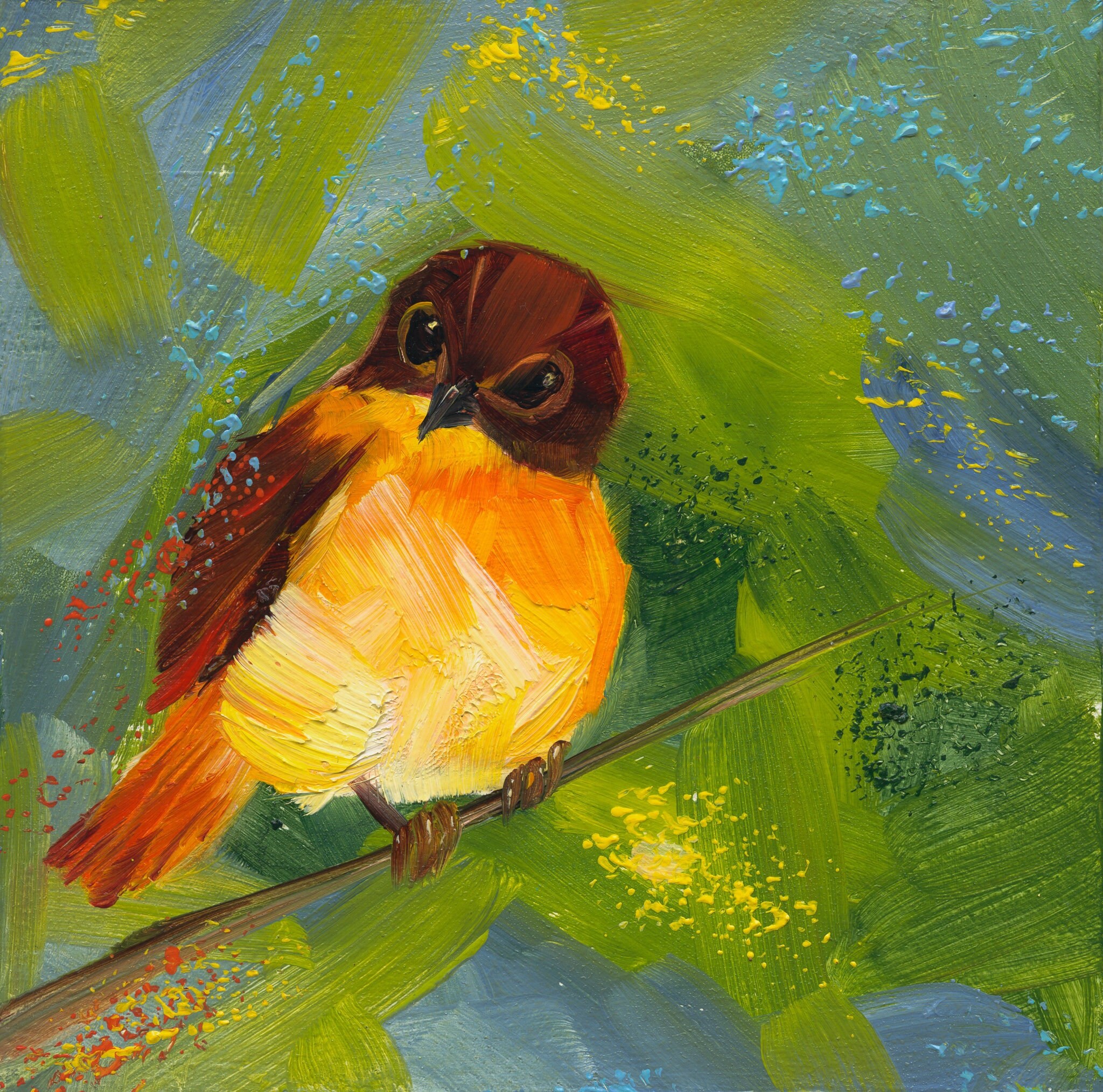 Painting Oil painting Wildlife Robin Oil Painting Print Realistic Robin ...