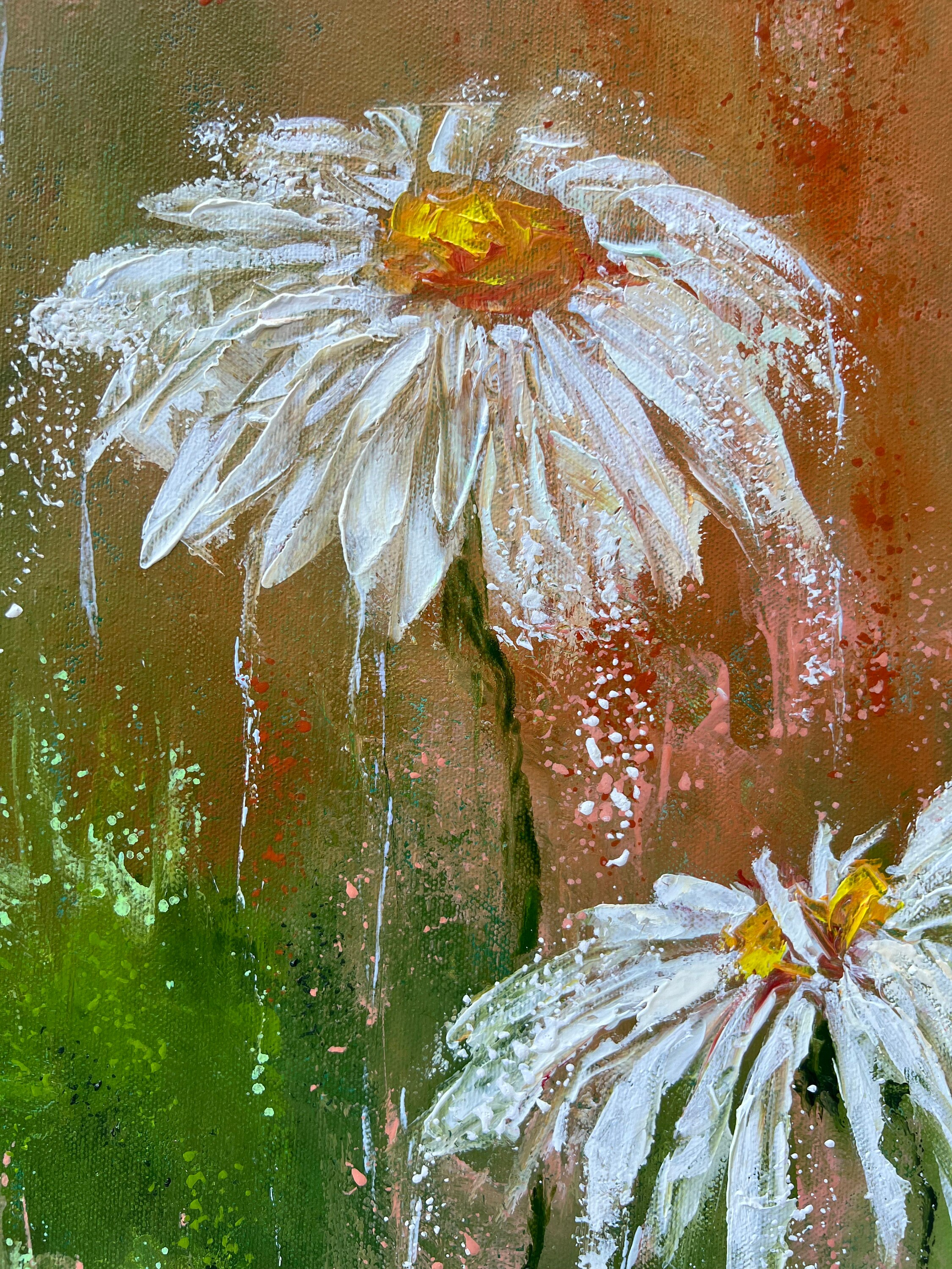 Daisy Oil Painting Floral Original Art Wall Artwork - Etsy