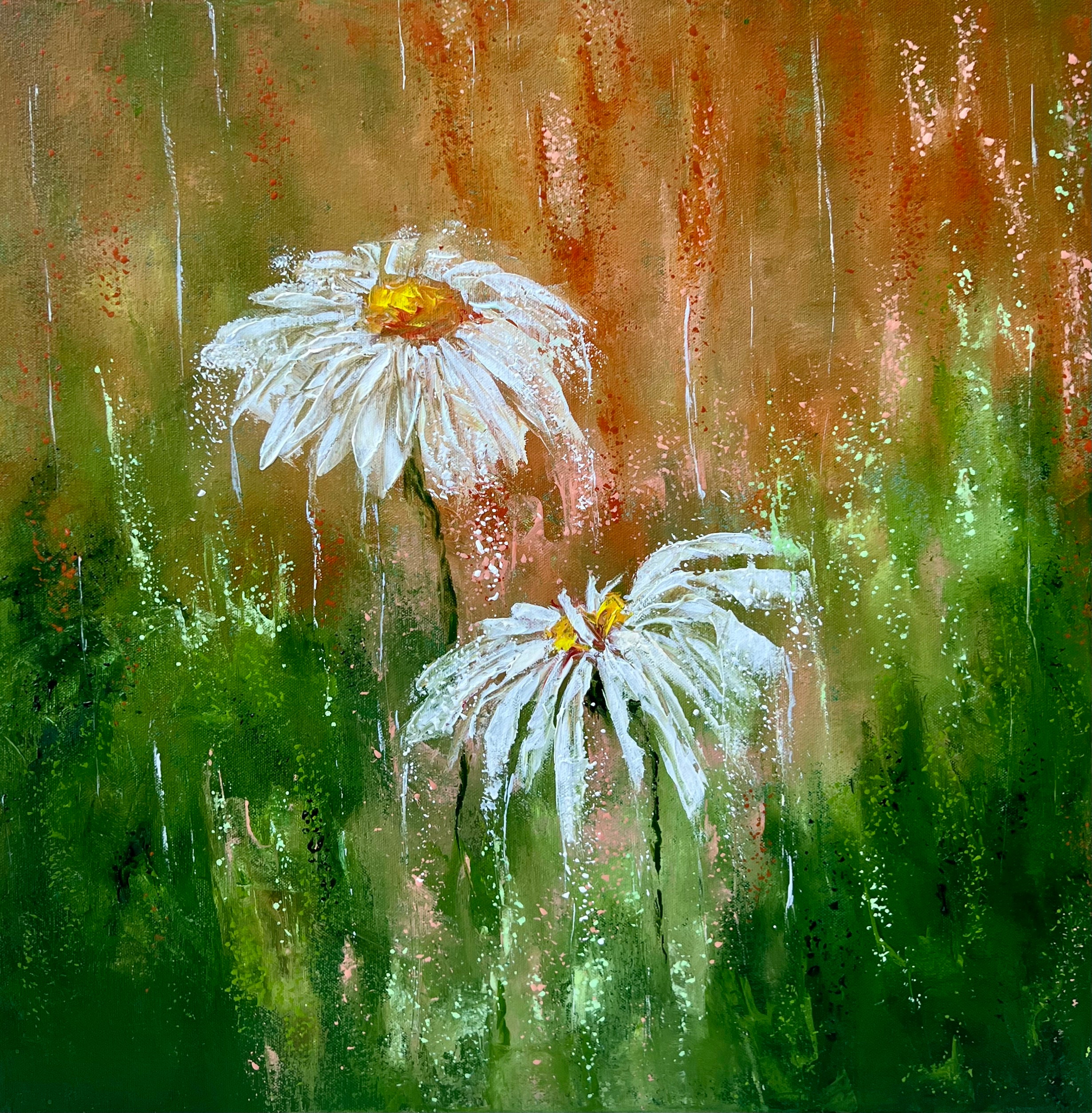 Daisy Oil Painting Floral Original Art Wall Artwork - Etsy