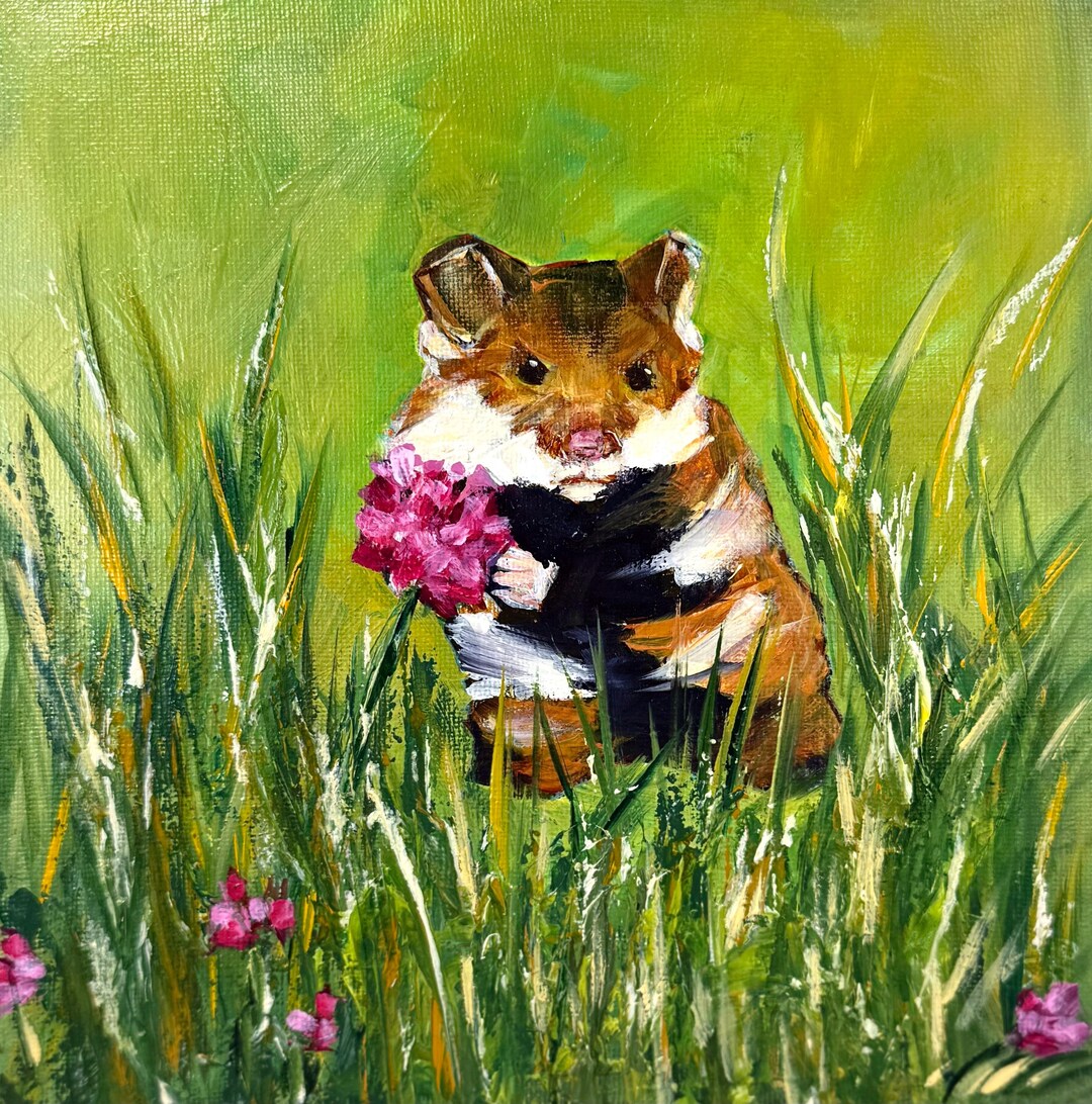 Chipmunk Painting Original Art Animal Oil Painting Wildlife Wall Decor ...