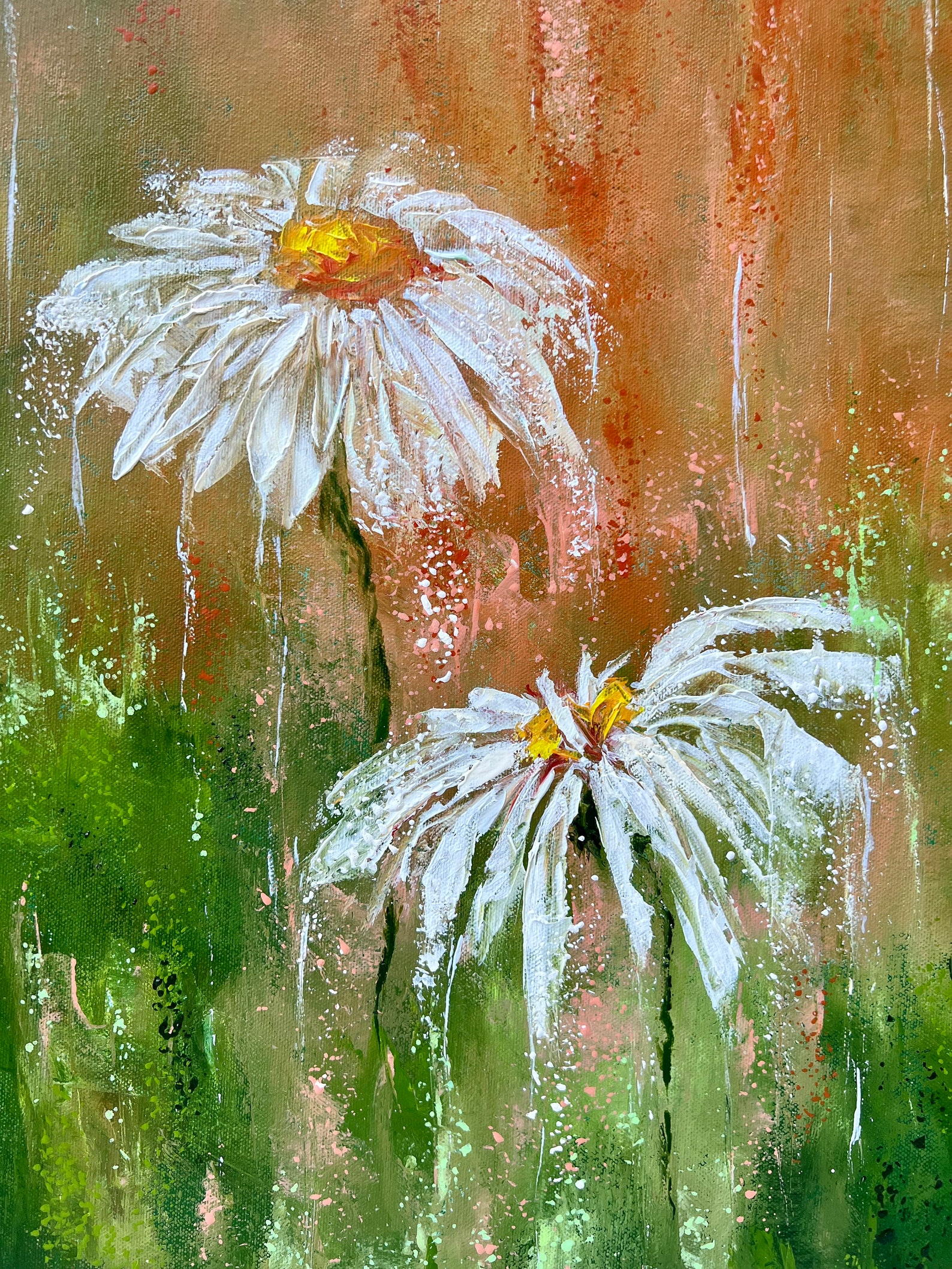 Daisy Oil Painting Floral Original Art Wall Artwork - Etsy