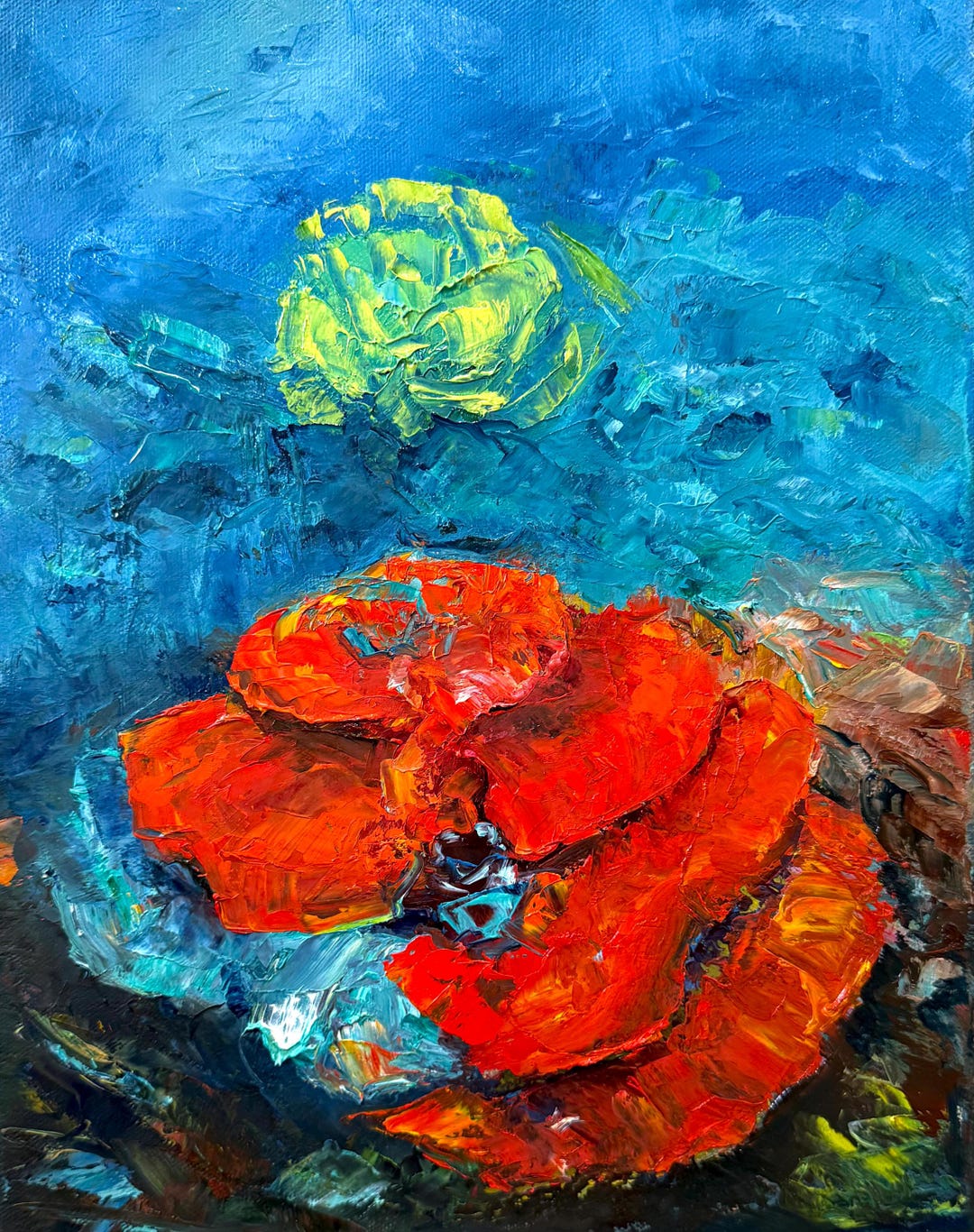 Coral Reef Oil Painting Underwater Original Art Marena Life Wall Decor ...