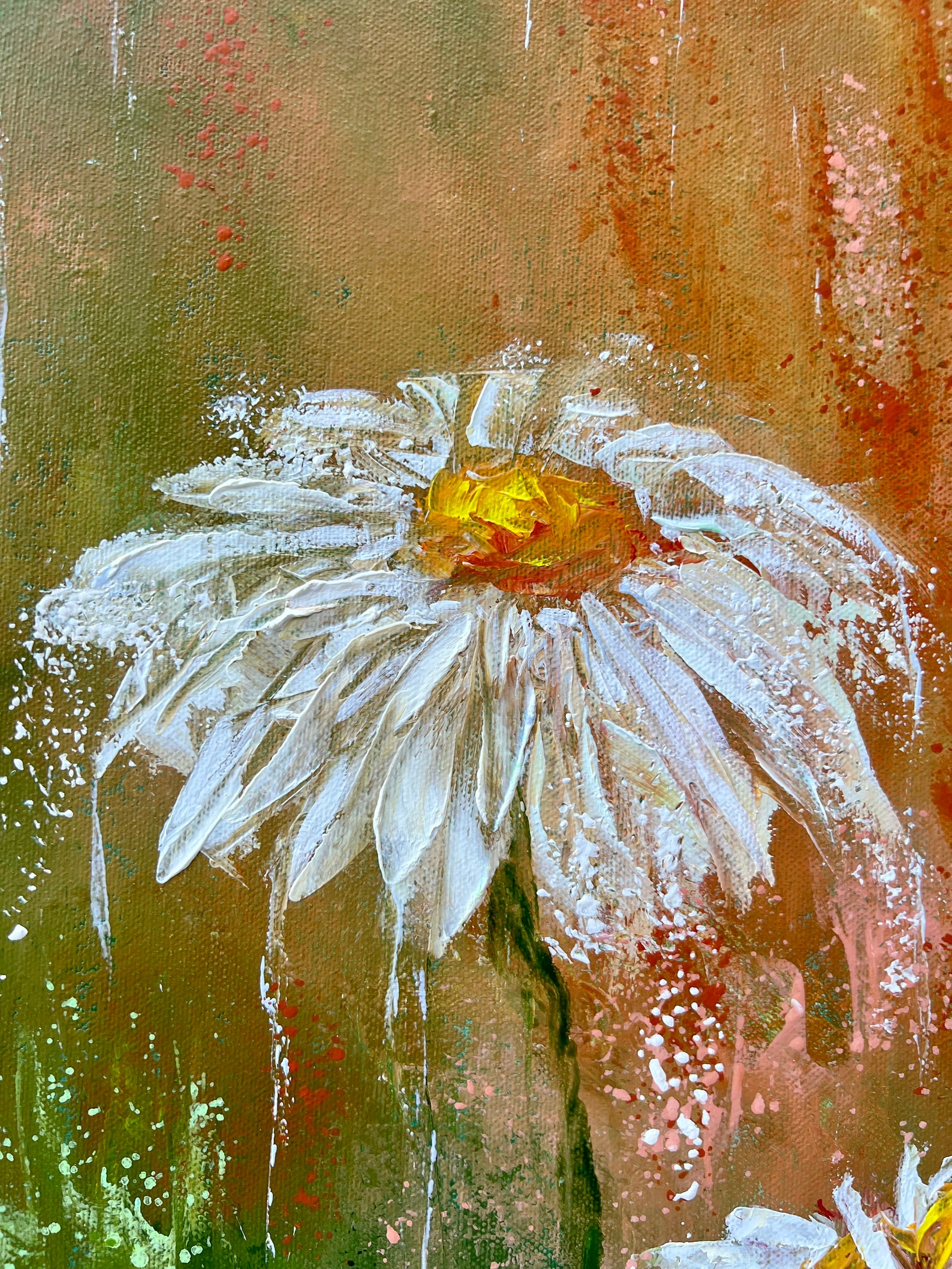 Daisy Oil Painting Floral Original Art Wall Artwork - Etsy