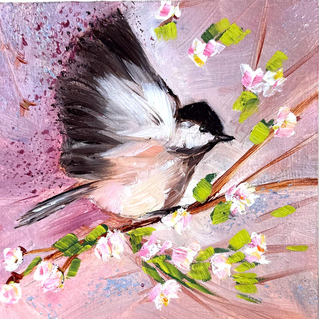 Birds Painting Small Birds Original Art Animals Oil Painting Wildlife ...