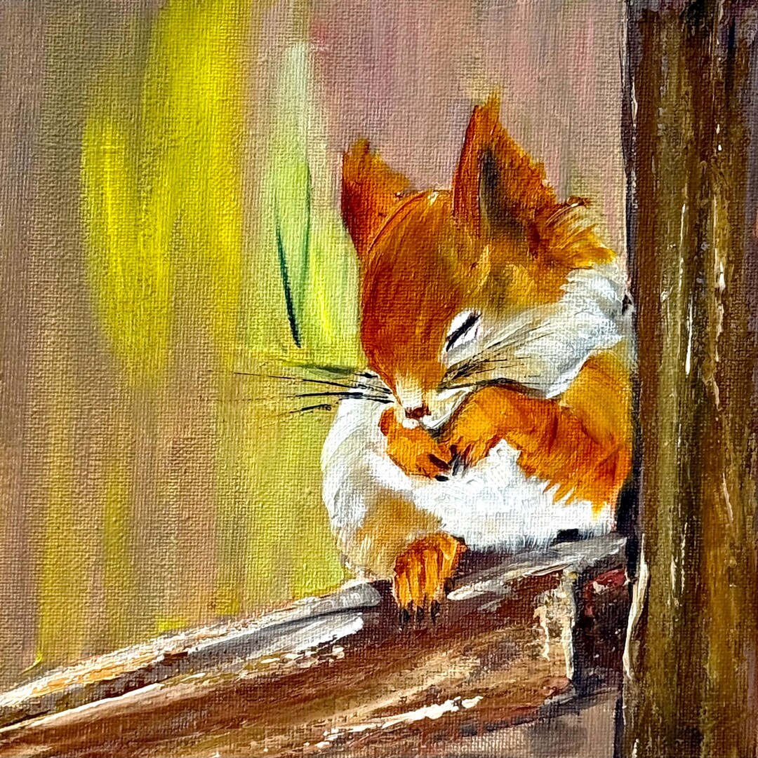 Animal Artwork Squirrel Oil Painting Animal Wall Art Wildlife Wall ...