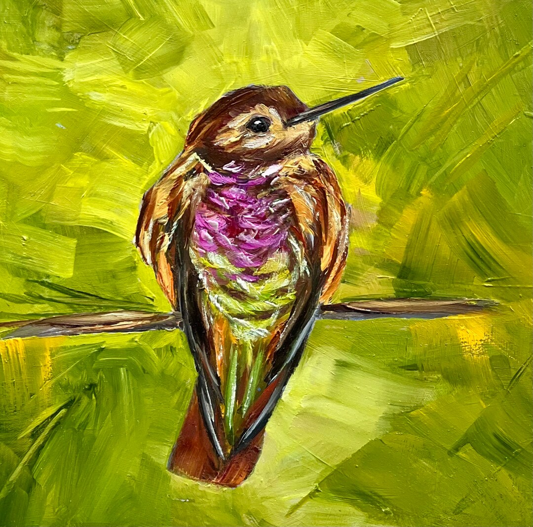 Hummingbird Oil Painting Bird Wall Art Bird Wall Decor Bird Art Work ...