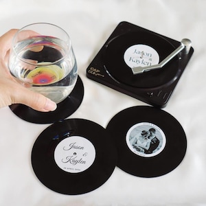 Personalized Retro Vinyl Coasters: Custom Wedding & Party Favors - Etsy