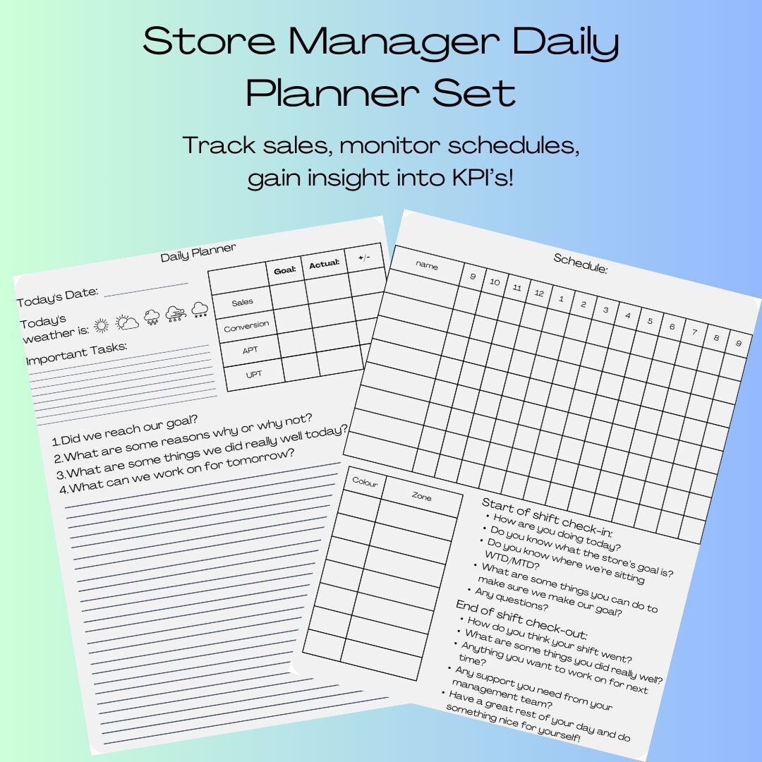 Retail Store Manager Daily Sales Goal Planner Kit - OLD Version on Sale! - Etsy