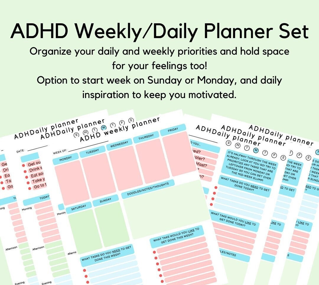 ADHD Colourful Planner Set - Etsy