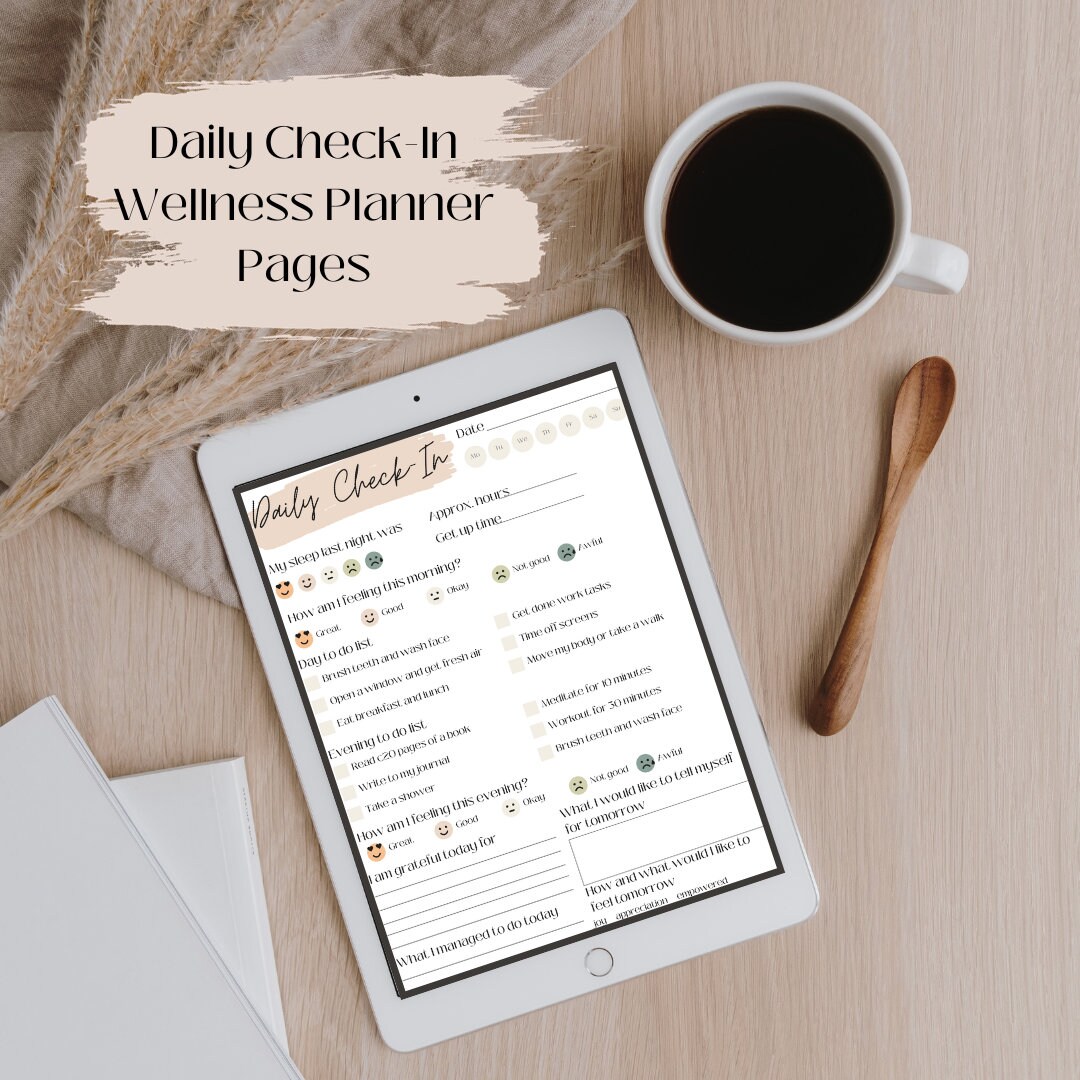 Daily Check-in Wellness Digital Planner Pages - Etsy