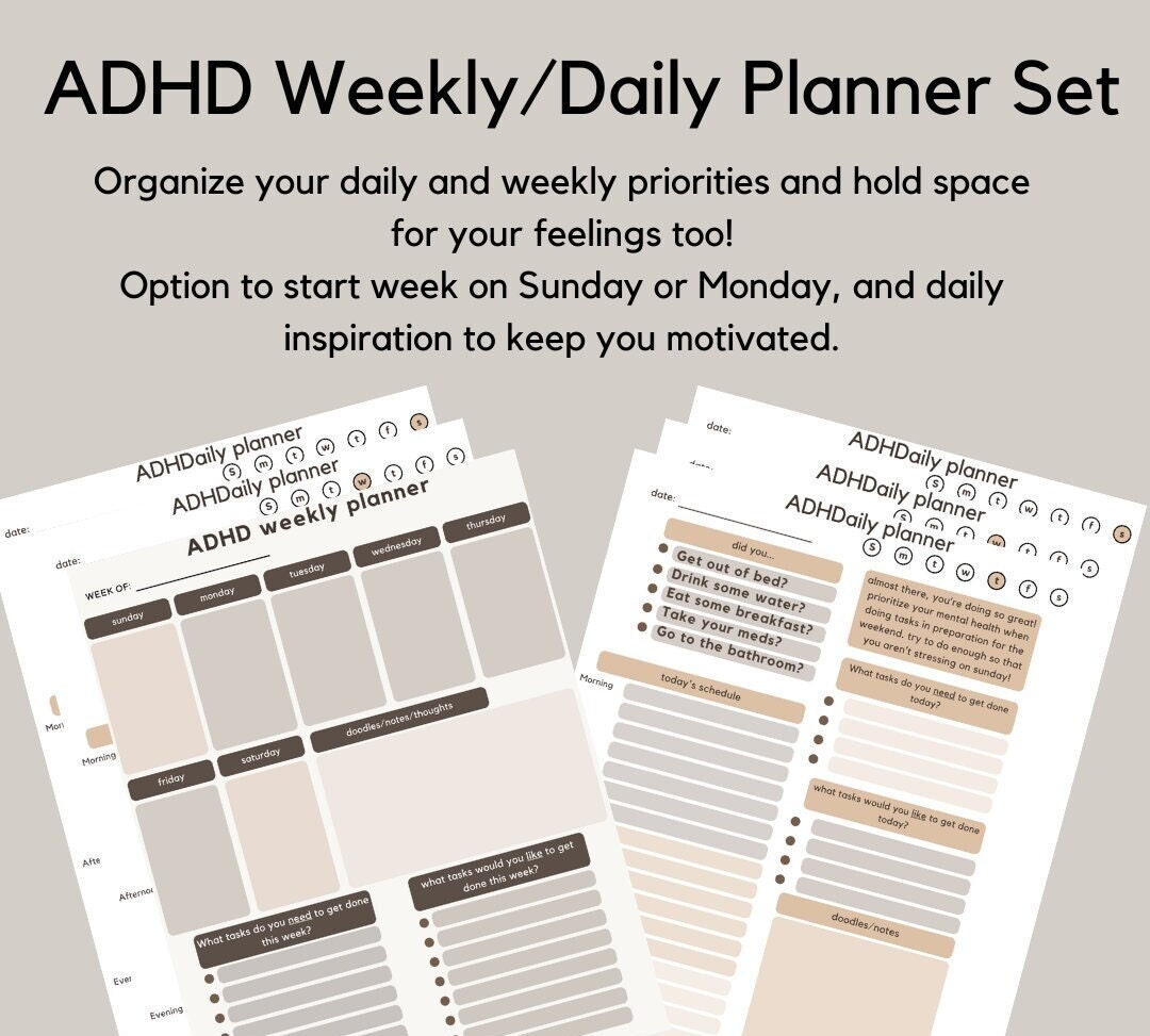 ADHD Aesthetic Daily/weekly Planner Set - Etsy