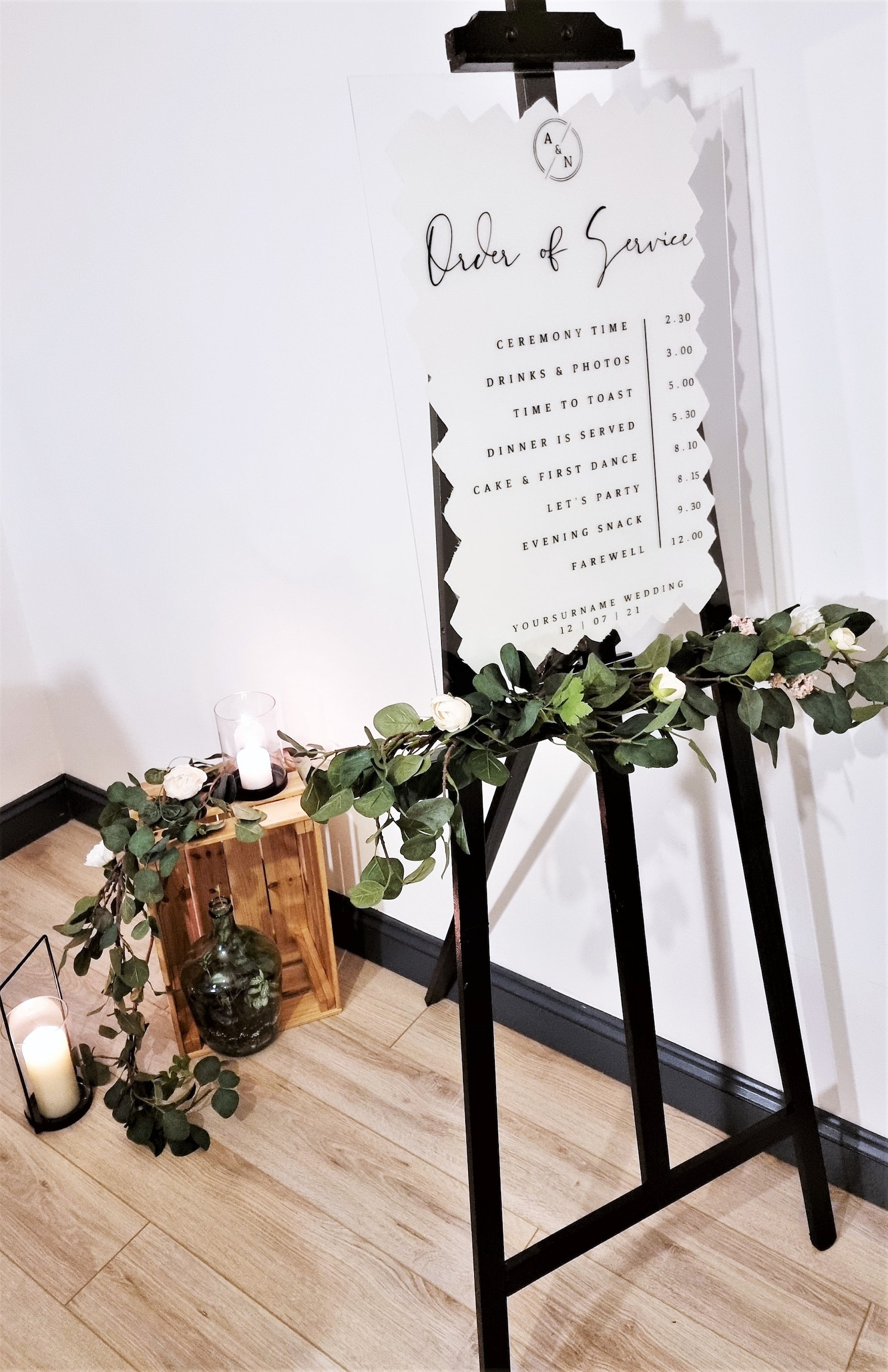 Minimalist Monogram | Acrylic Order of Service Sign | Alternative ...