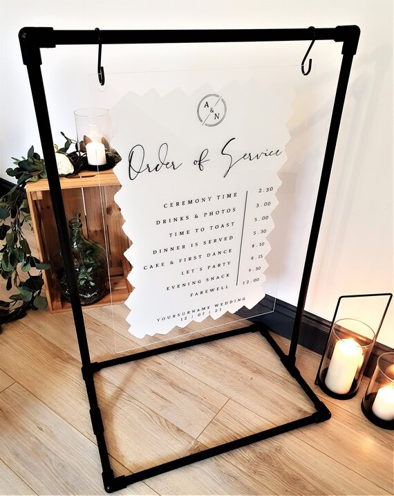 Minimalist Monogram Acrylic Order of Service Sign - Etsy UK