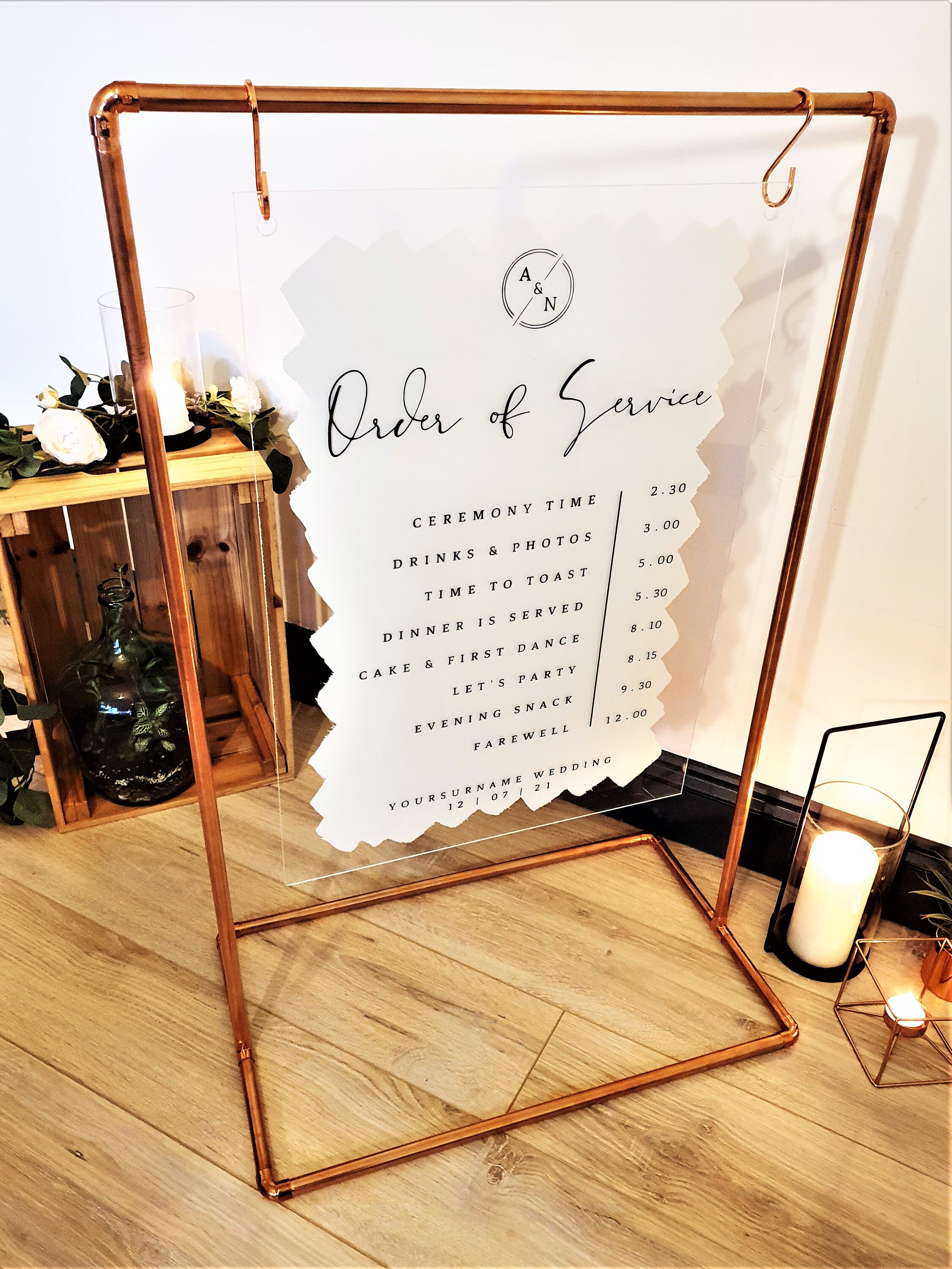 Minimalist Monogram | Acrylic Order of Service Sign | Alternative ...
