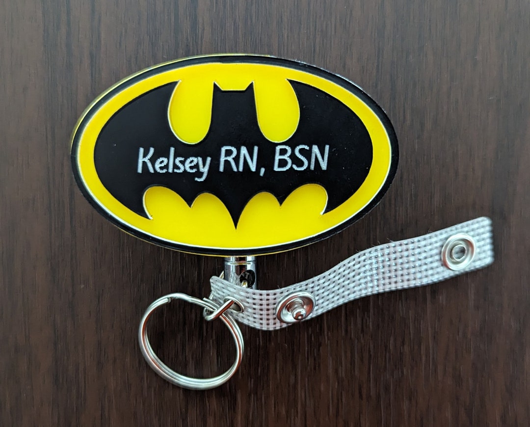 Custom Batman Badge Reel | Personalized Superhero Name Tag | RN, Nurse ...