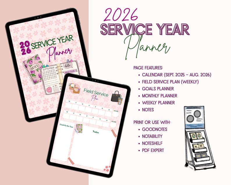 JW Field Service Planner: Weekly, Monthly Undated Calendar, 2025-2026 ...