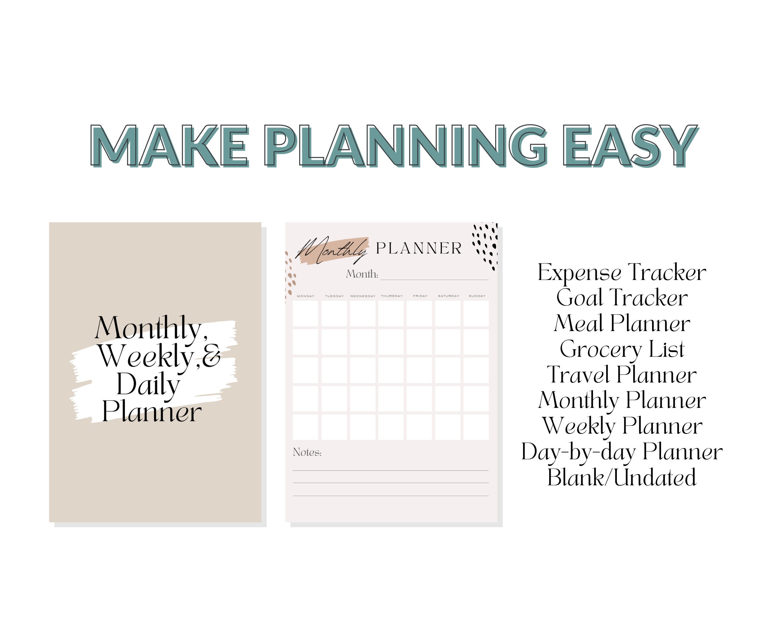 Digital Planner Bundle, Digital Planner, Monthly Planner, Weekly ...