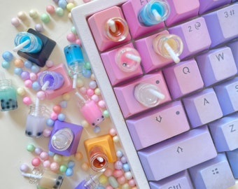 Cute Kawaii Drinks Keycaps Boba pink Strawberry Yakult - Etsy