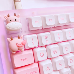 Cow and Bunny Keycap Kawaii Mechanical Keyboard - Etsy
