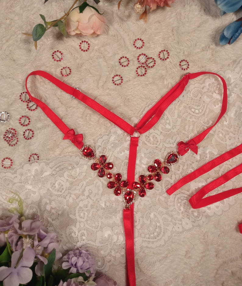 Tanga rojo con destellos de strass - Etsy España