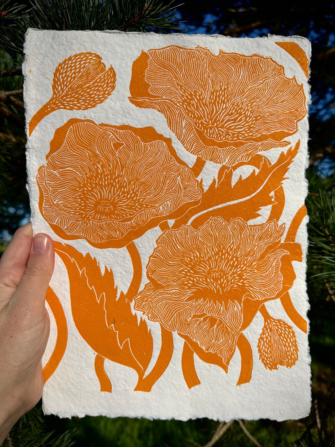 Poppies in Yellow (on Handmade Paper) - Etsy