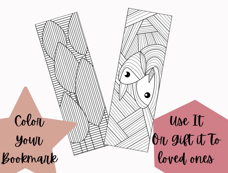Printable Color Your Bookmarks Boho Coloring Bookmarkdigital - Etsy