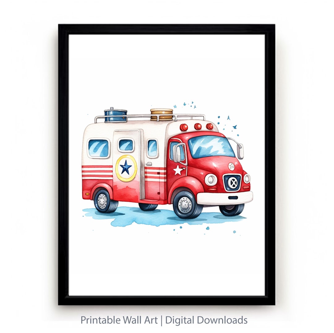 Ambulance Printable Art Print, Ambulance Wall Art, Ambulance Car Poster ...