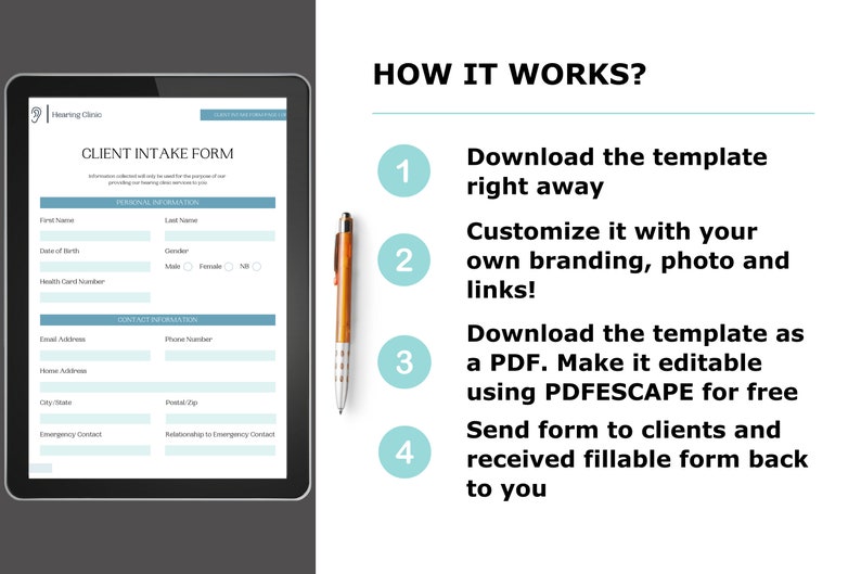 New Audiology Intake Form Canva Template | Audiology Hearing Clinic ...