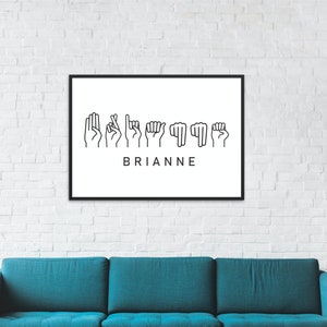 ASL Personalized Wall Art Name Family Spouse Couple - Etsy