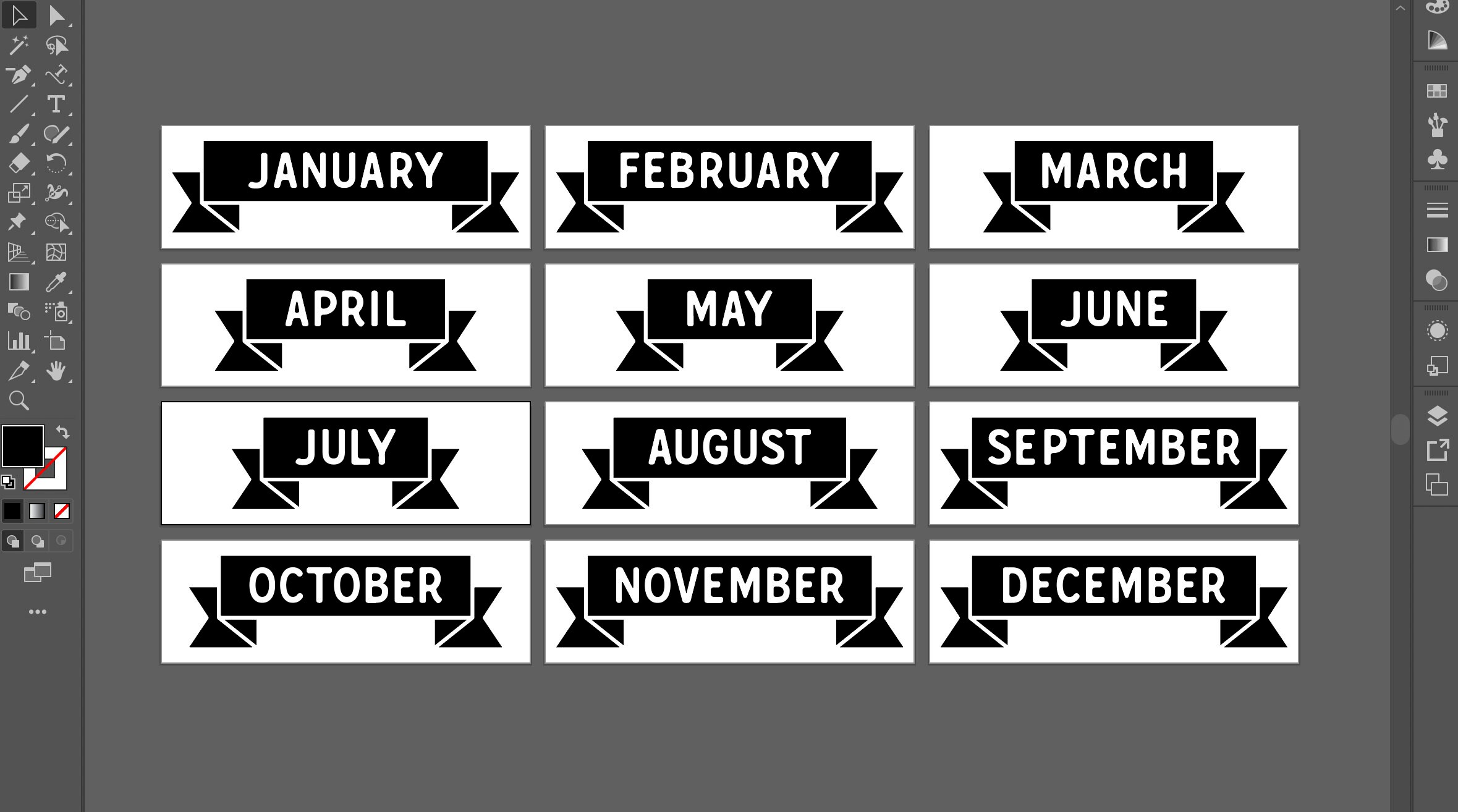 Months of Year Banners in Sans Serif Minimal Modern Cuttable Files for ...