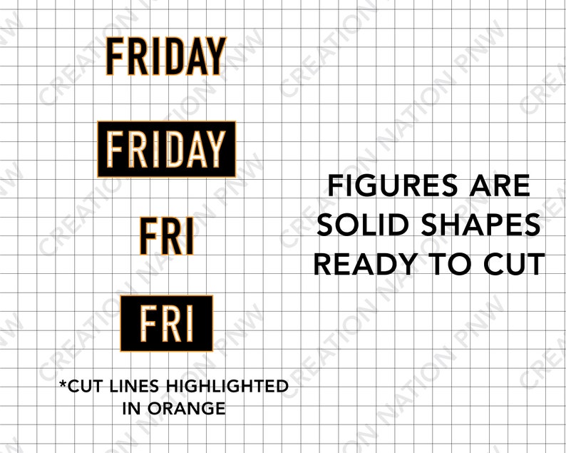 Days of Week Calendar Sans Serif Minimal Modern Cuttable Files for ...