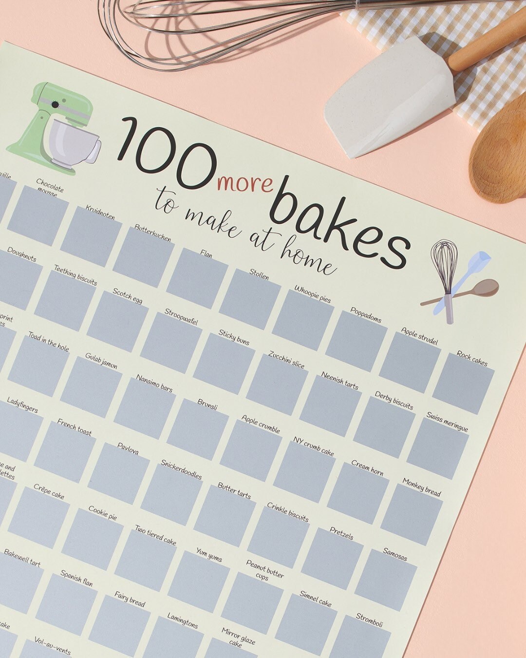 100 More Bakes Scratch off Poster Baking Bucket List - Etsy