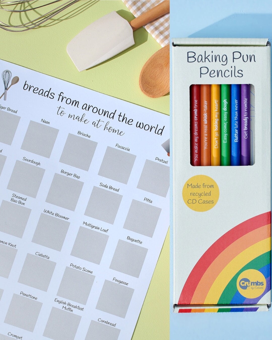 Breads Scratch off Poster and Baking Pun Pencils Bundle | Baking Gifts ...