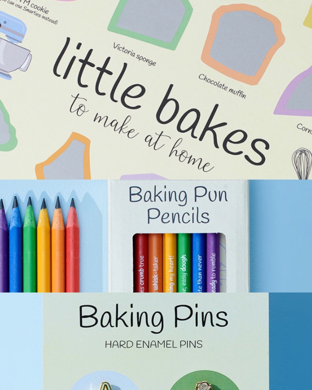 The Little Bakes Gift Set | Scratch off Poster | Baking Pun Pencils ...