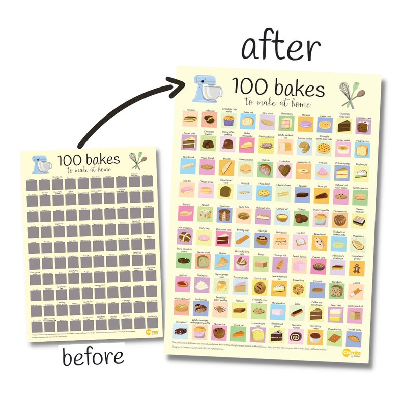 100 Bakes Scratch off Poster Baking Bucket List Recipe - Etsy