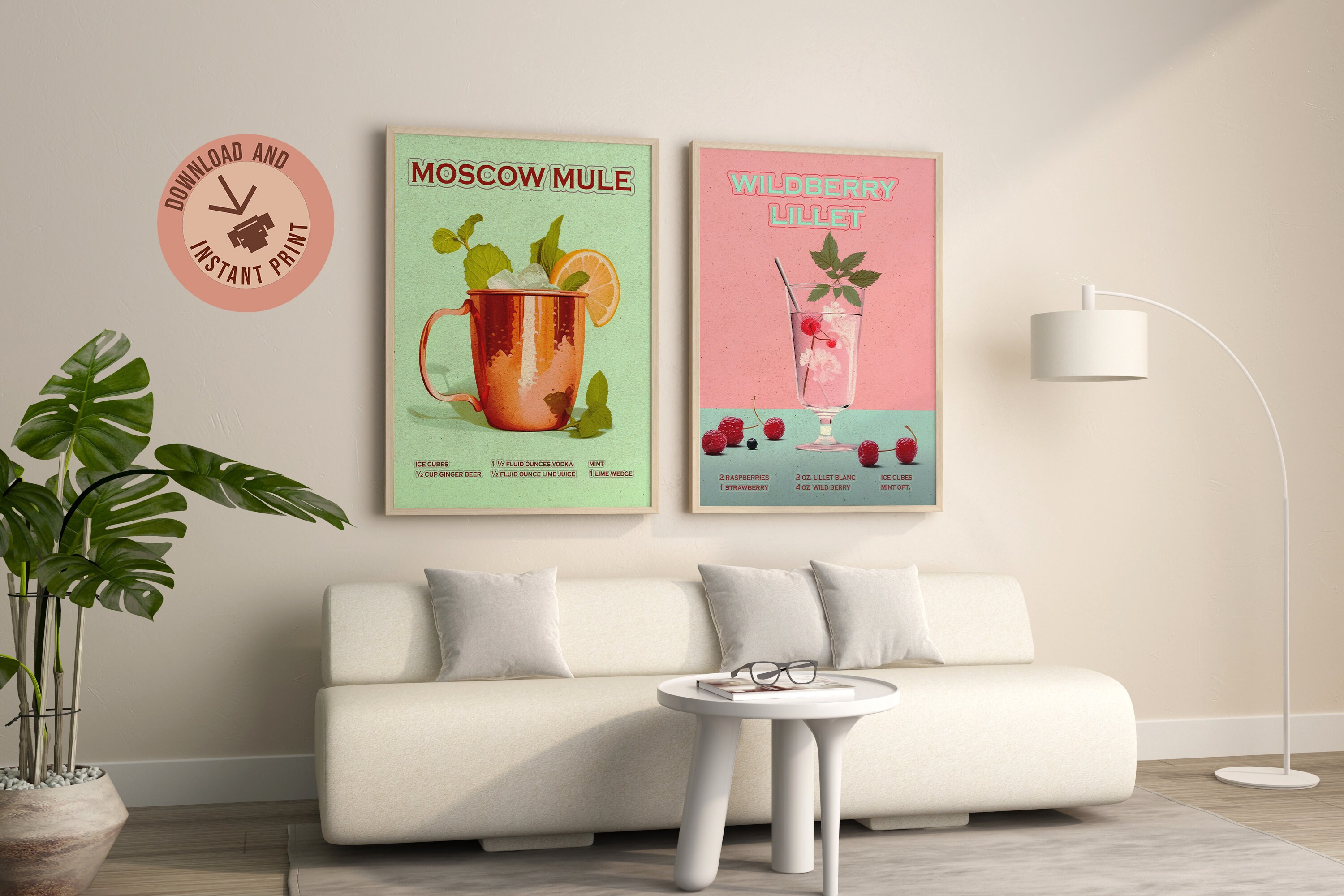 Cocktail Paradise Set of 11 Cocktail Prints Digital Printing Coffee ...