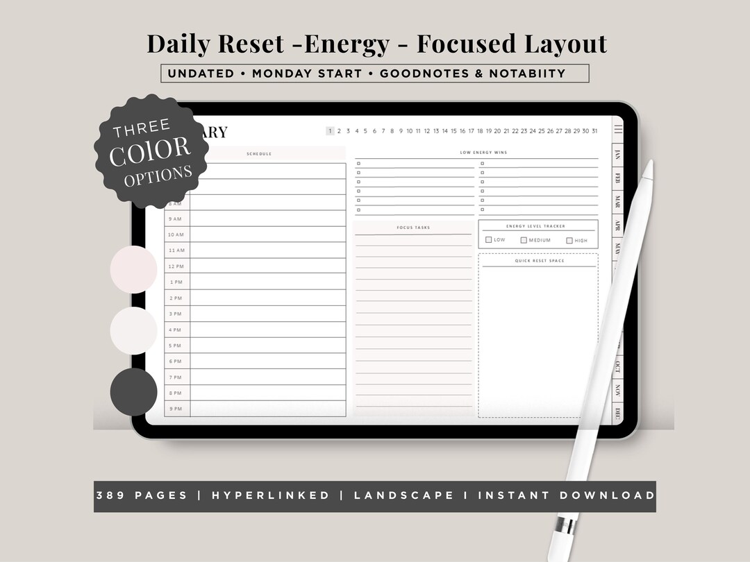 Full Focus Planner for Goodnotes & Notability Hyperlinked Digital iPad ...