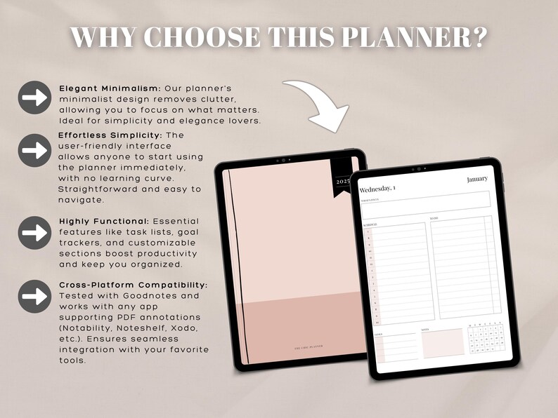 2025 Digital Planner in Portrait Orientation – Hyperlinked Daily ...
