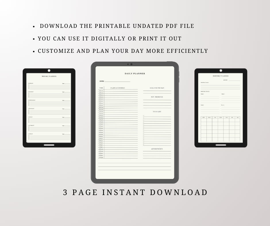 Detailed Minimalist 2024 Planner Set-printable and Editable Undated Pdf ...