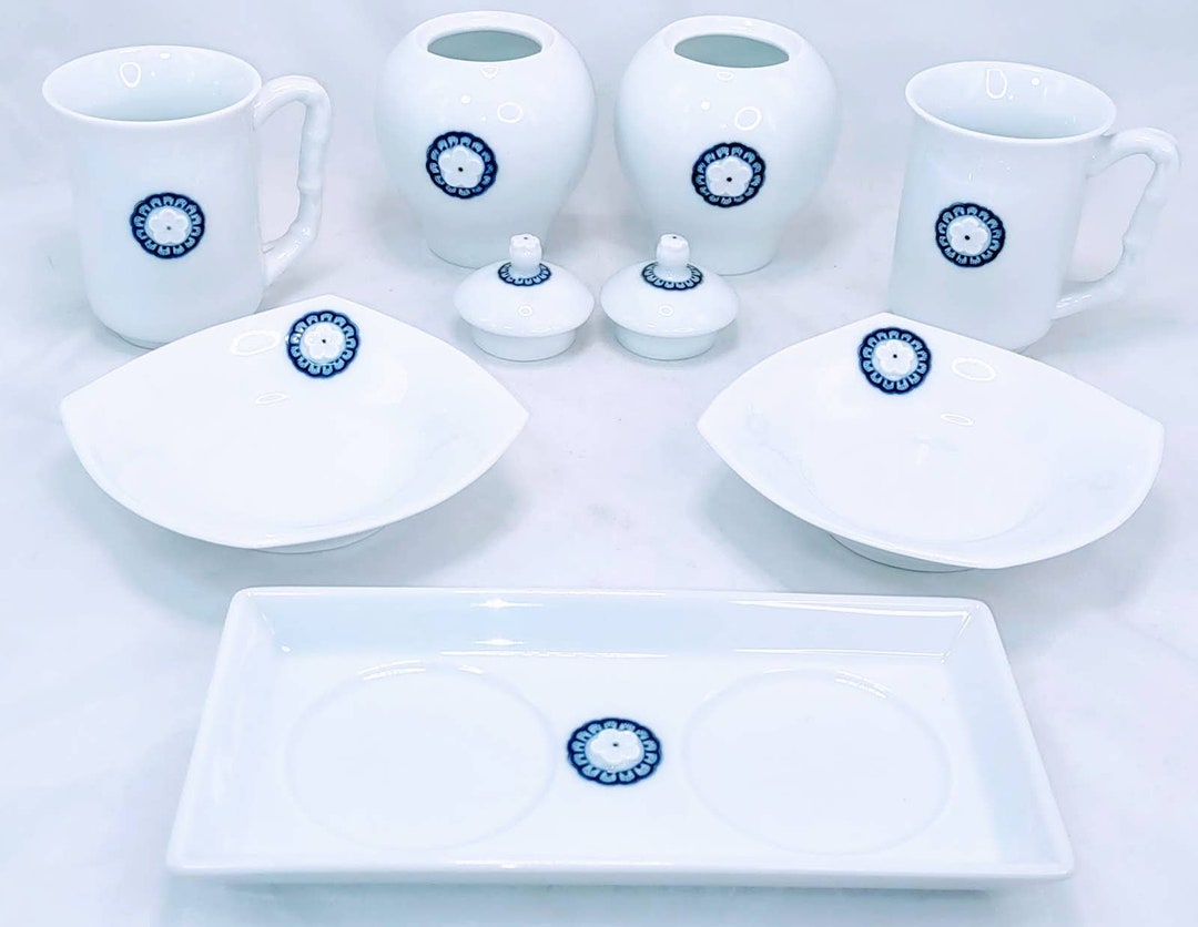 9 Piece Blue and White Porcelain Tea Set - Etsy