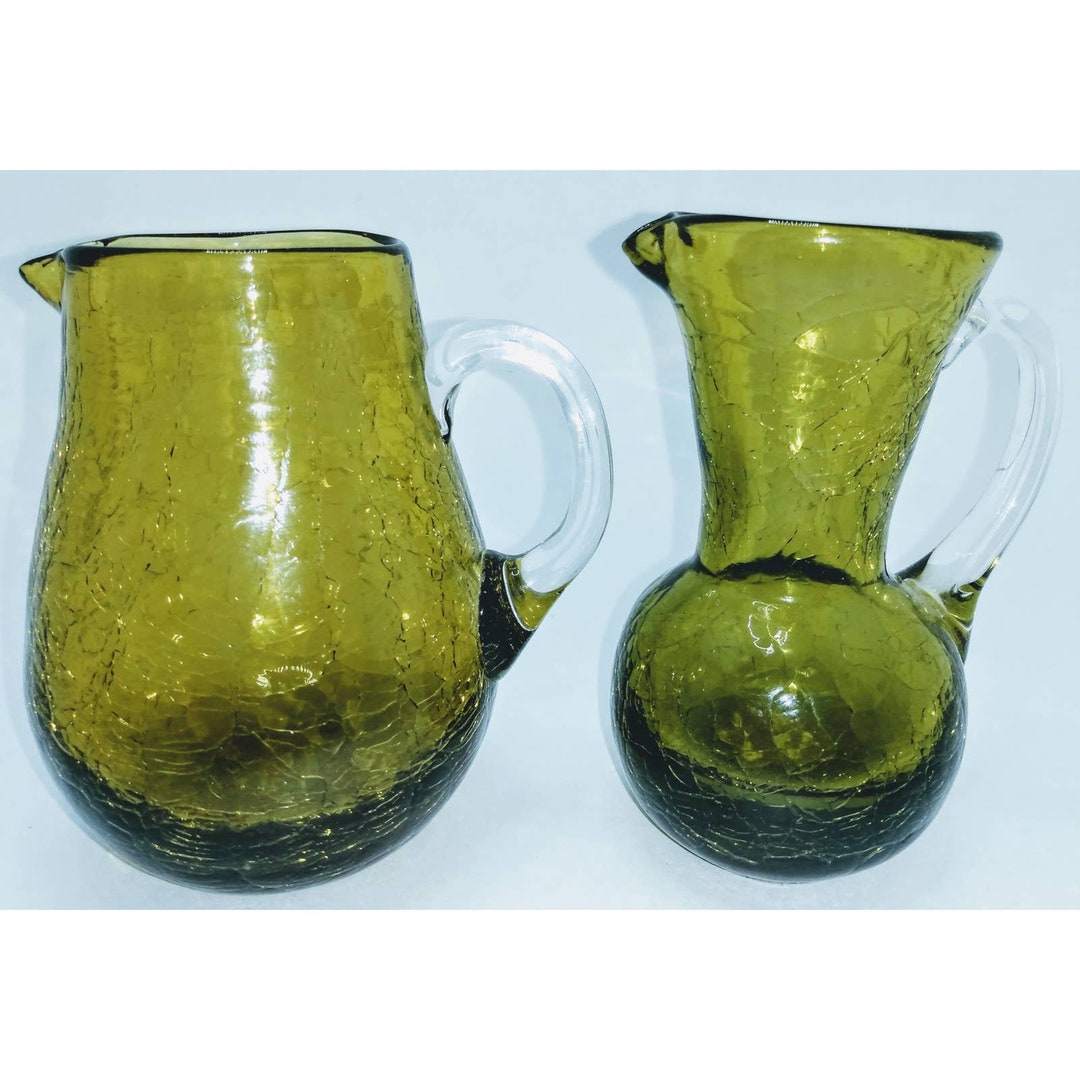 2 Pilgrim Glass Mini Pitchers Green - Etsy