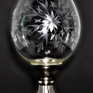 Etched Art Glass Hollow Snowflake Egg With Stand - Etsy